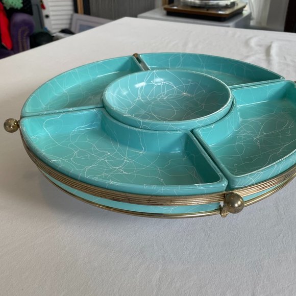 Hazel Atlas | Kitchen | Vintage 4s Lazy Susan Relish Set Turquoise Aqua ...
